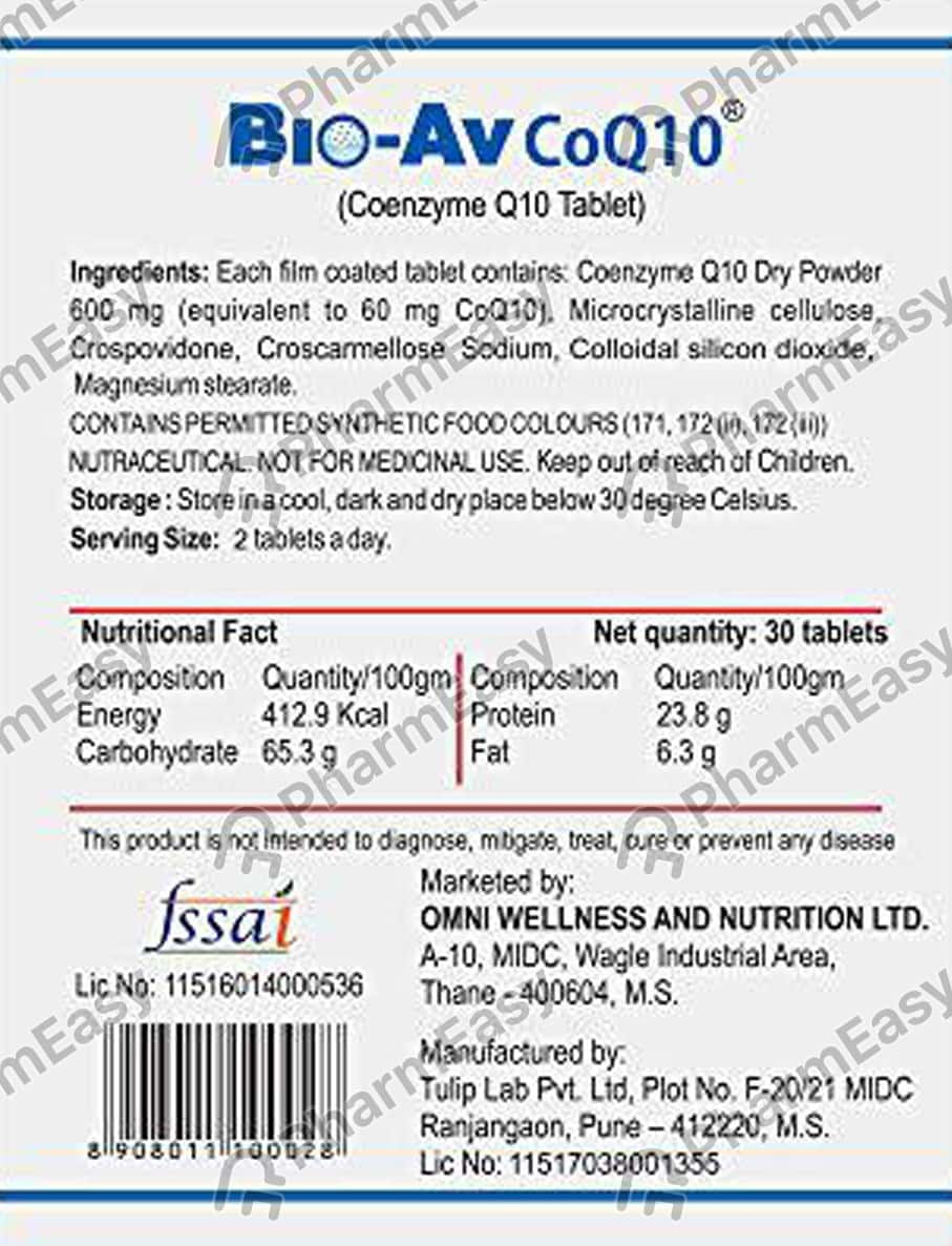 Buy Bio Av Coq 60 MG Tablet (30) Online at Flat 15% OFF | PharmEasy