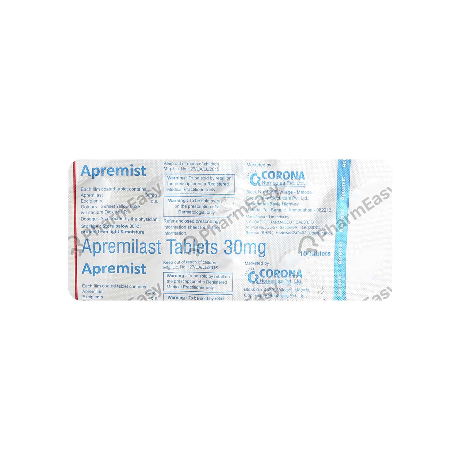 Buy Apremist 30mg Tab 10'S Online at Flat 18% OFF* | PharmEasy