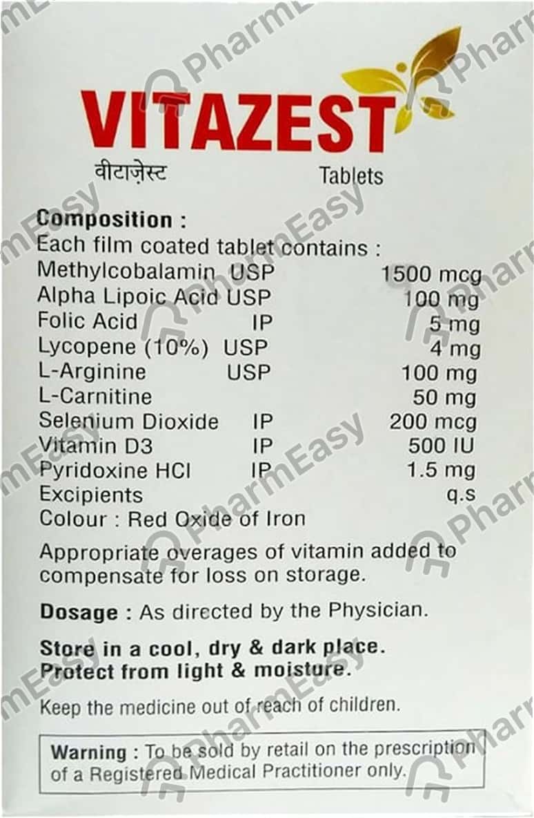 Buy Vitazest Strip Of 10 Tablets Online at Flat 15% OFF | PharmEasy