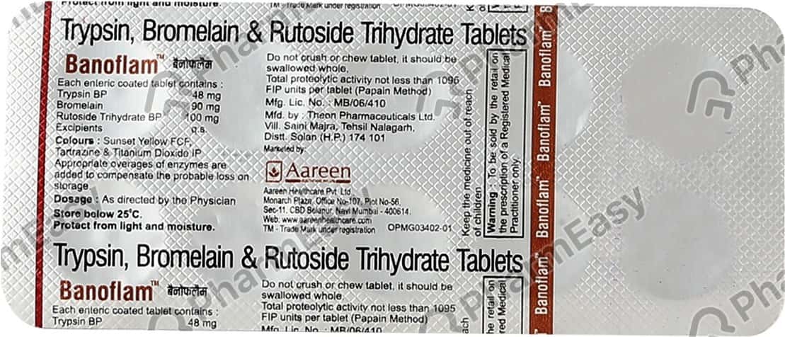 Banoflam Strip Of 10 Tablets: Uses, Side Effects, Price & Dosage ...