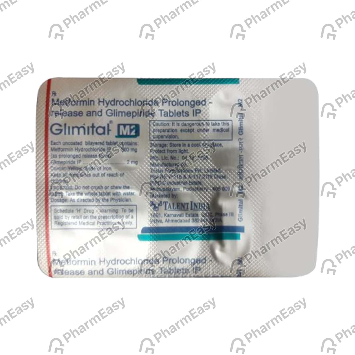 Glimital M 2mg Strip Of 10 Tablets: Uses, Side Effects, Price & Dosage ...