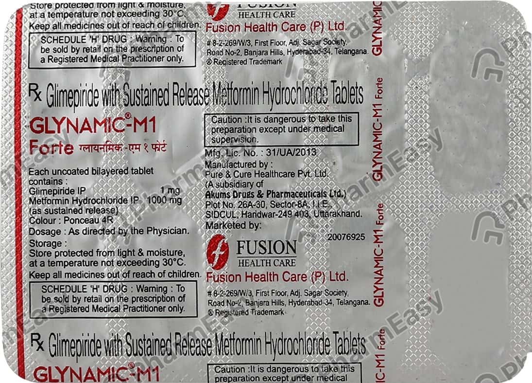 Glynamic M 1mg Forte Tablets 10'S: Uses, Side Effects, Price, Dosage ...