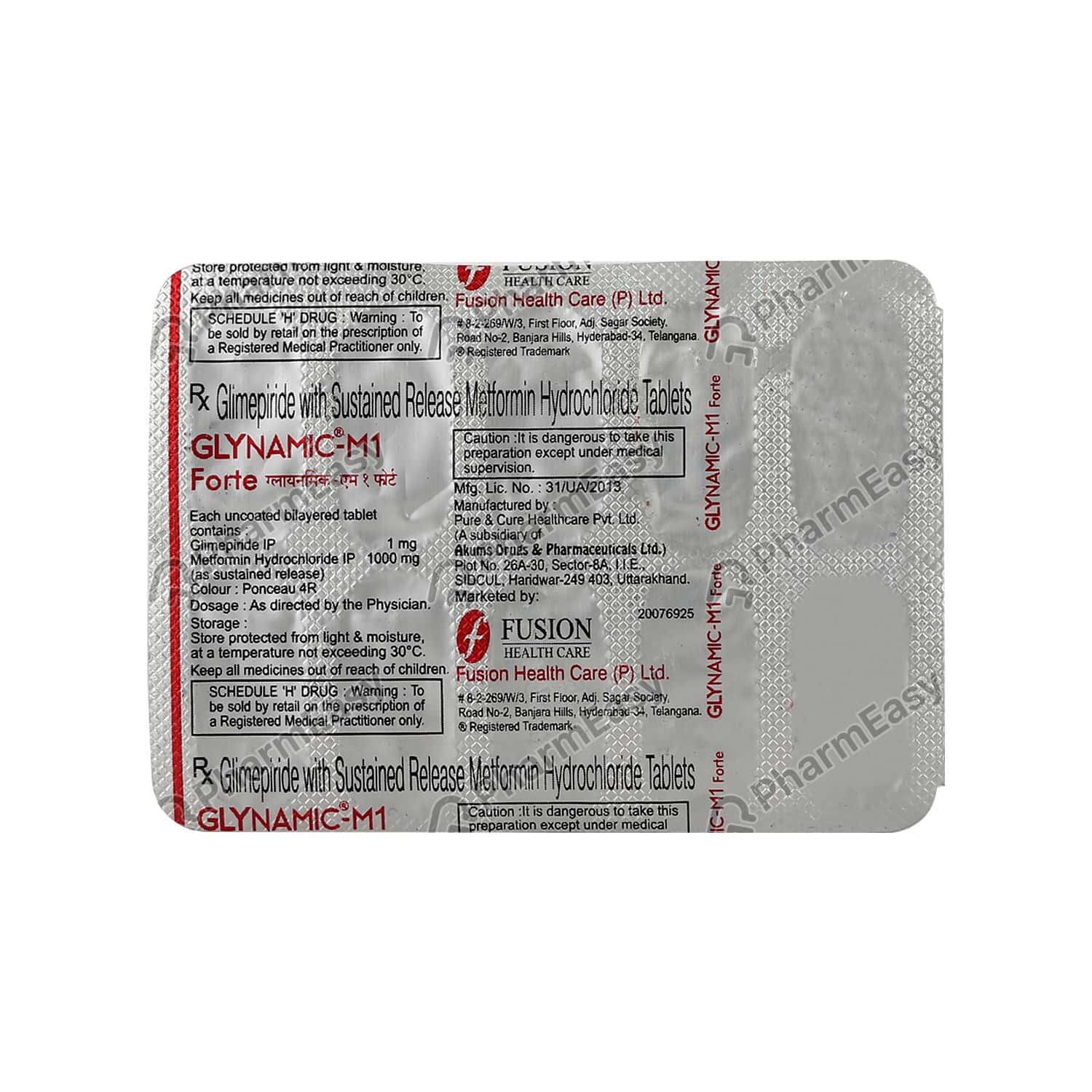 Glynamic M 1mg Forte Tab 10'S - Uses, Side Effects, Dosage, Composition ...