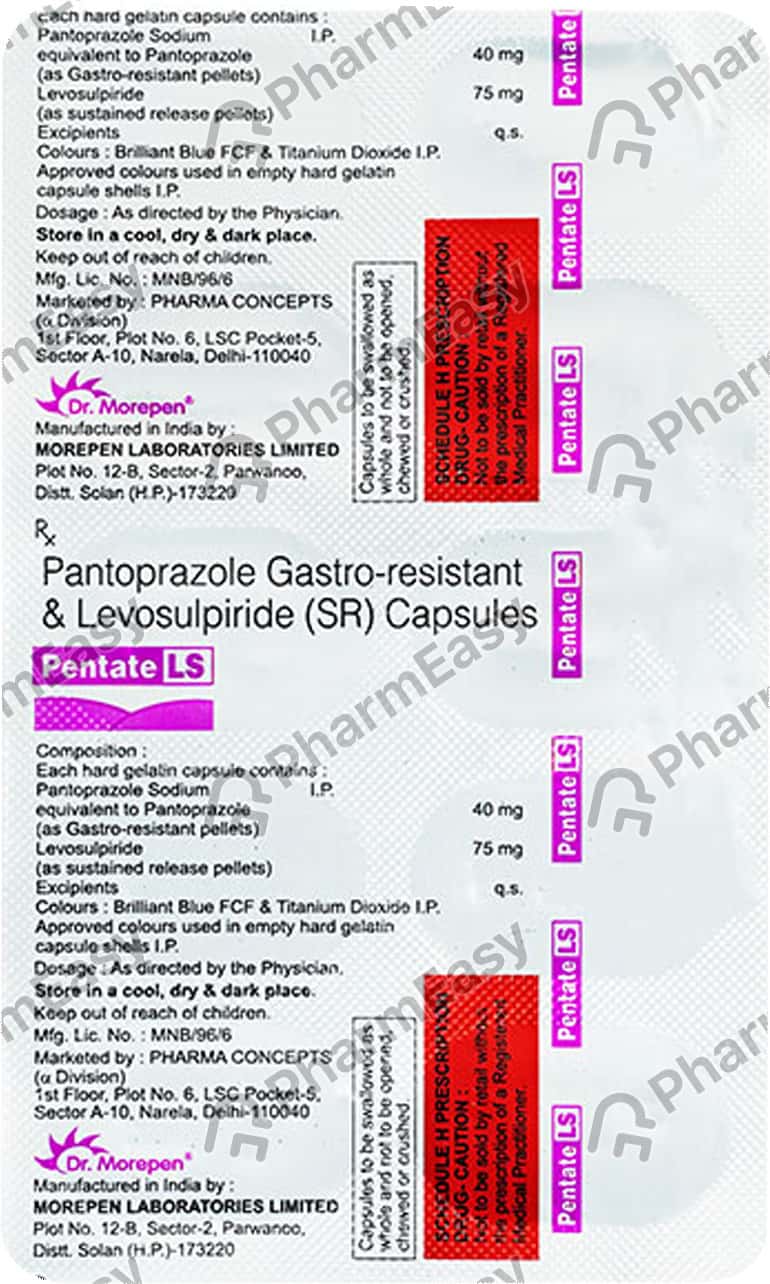 Pentate Ls Strip Of 10 Capsules: Uses, Side Effects, Price & Dosage | PharmEasy