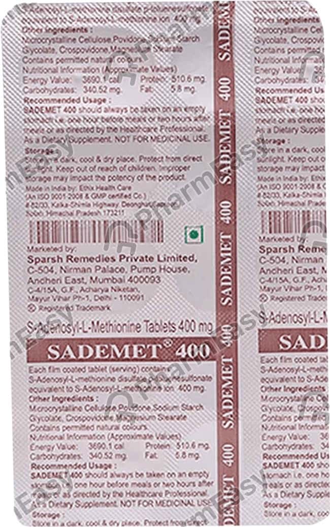 Sademet 400 MG Tablet (10): Uses, Side Effects, Price & Dosage | PharmEasy