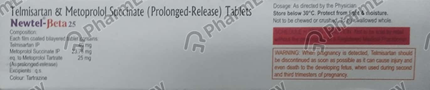 Newtel Beta 25mg Strip Of 10 Tablets: Uses, Side Effects, Price ...