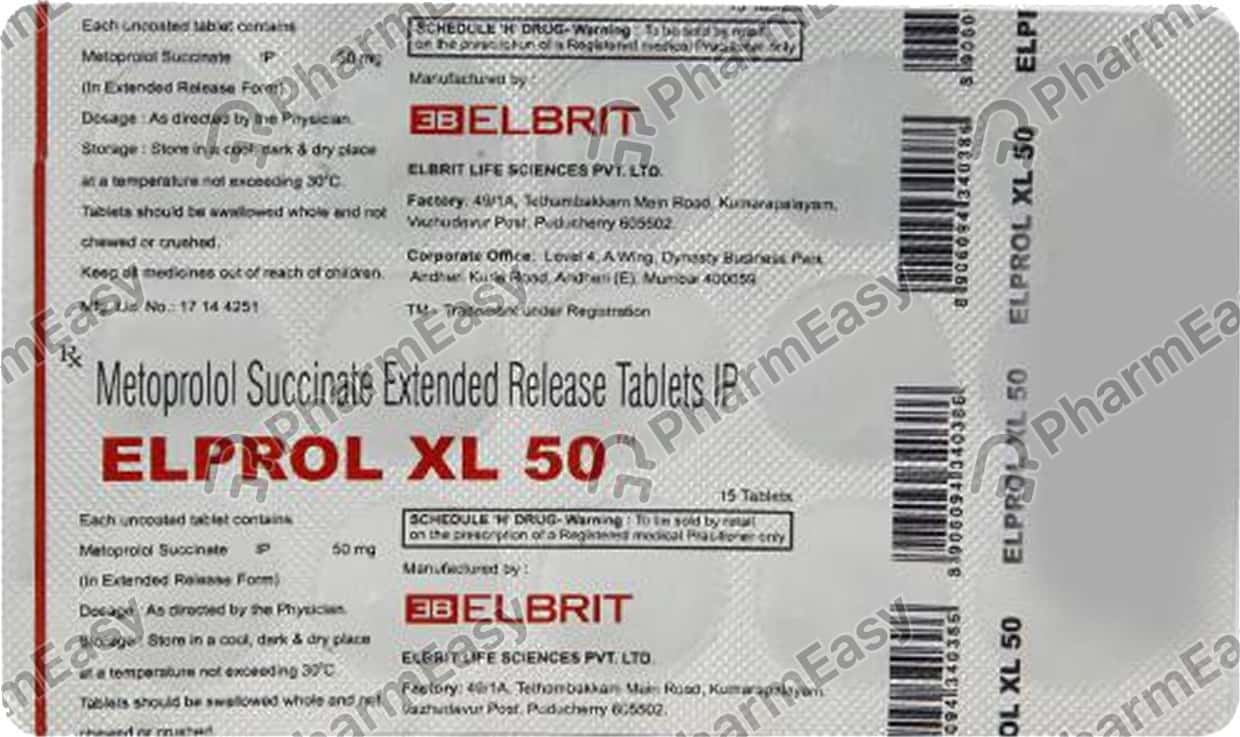Elprol Xl 50 MG Tablet (15): Uses, Side Effects, Price & Dosage | PharmEasy