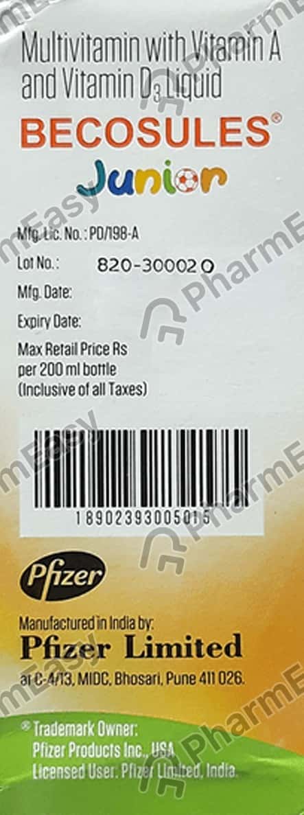 Buy Becosules Junior Orange Liquid 200ml Online at Flat 15% OFF | PharmEasy