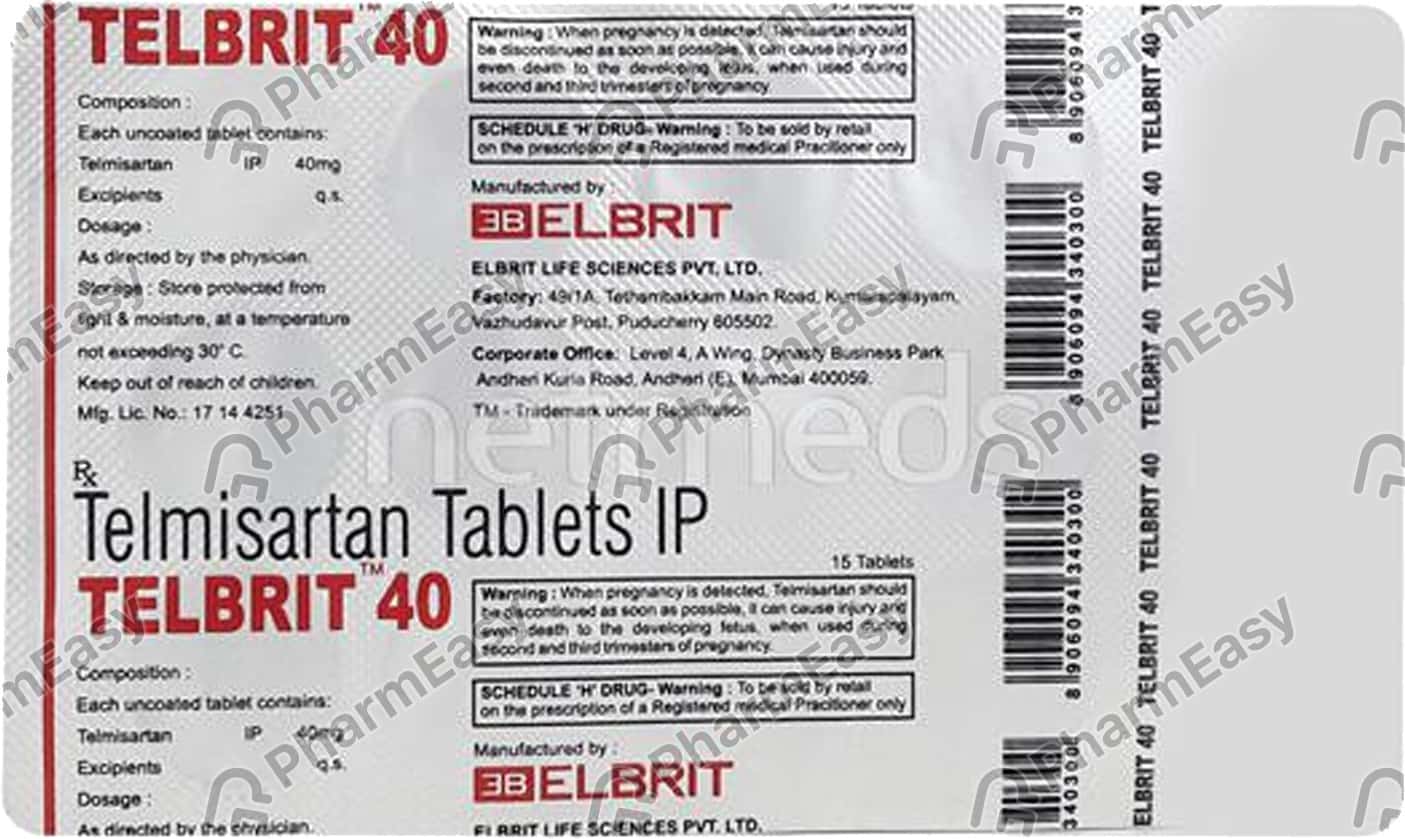 Telbrit 40 MG Tablet (15): Uses, Side Effects, Price & Dosage | PharmEasy