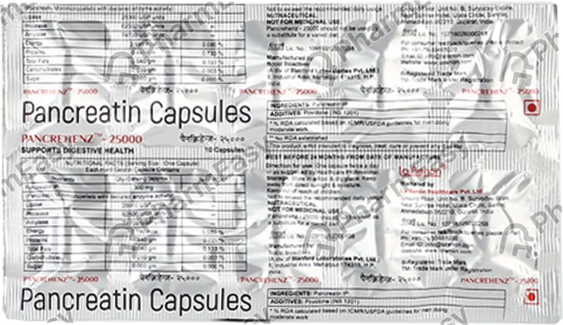 Pancrehenz 300 MG Capsule (10): Uses, Side Effects, Price & Dosage ...