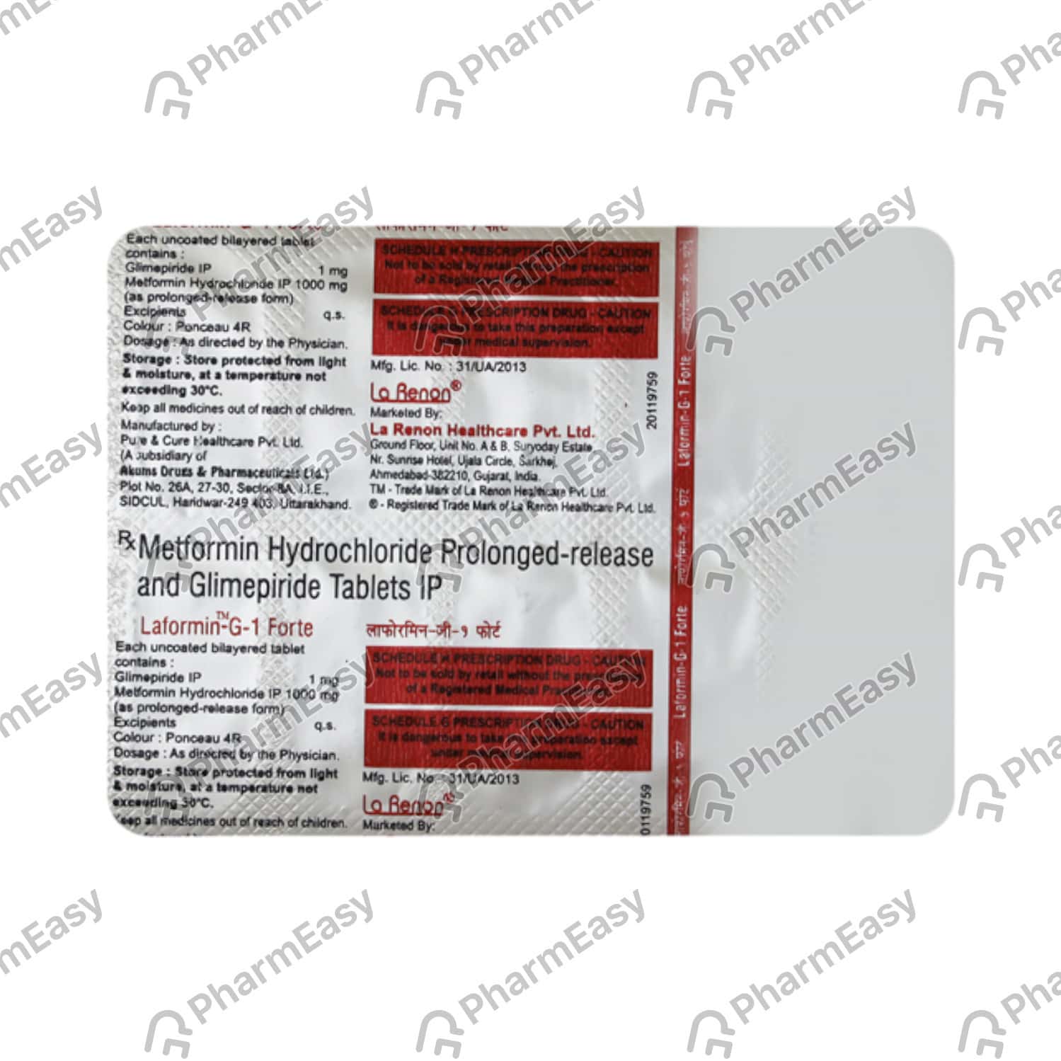 Laformin G1 Forte Strip Of 10 Tablets: Uses, Side Effects, Price ...