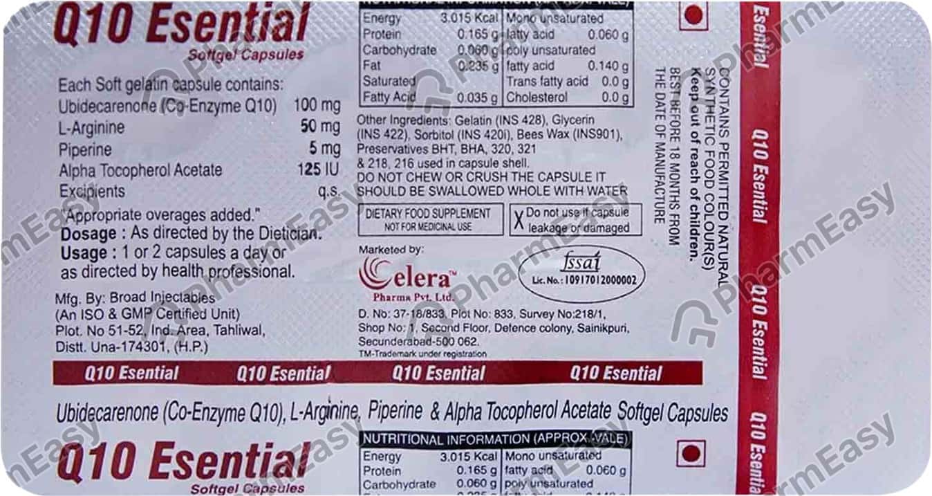 Buy Q10 Esential Capsule (10) Online at Flat 15% OFF | PharmEasy