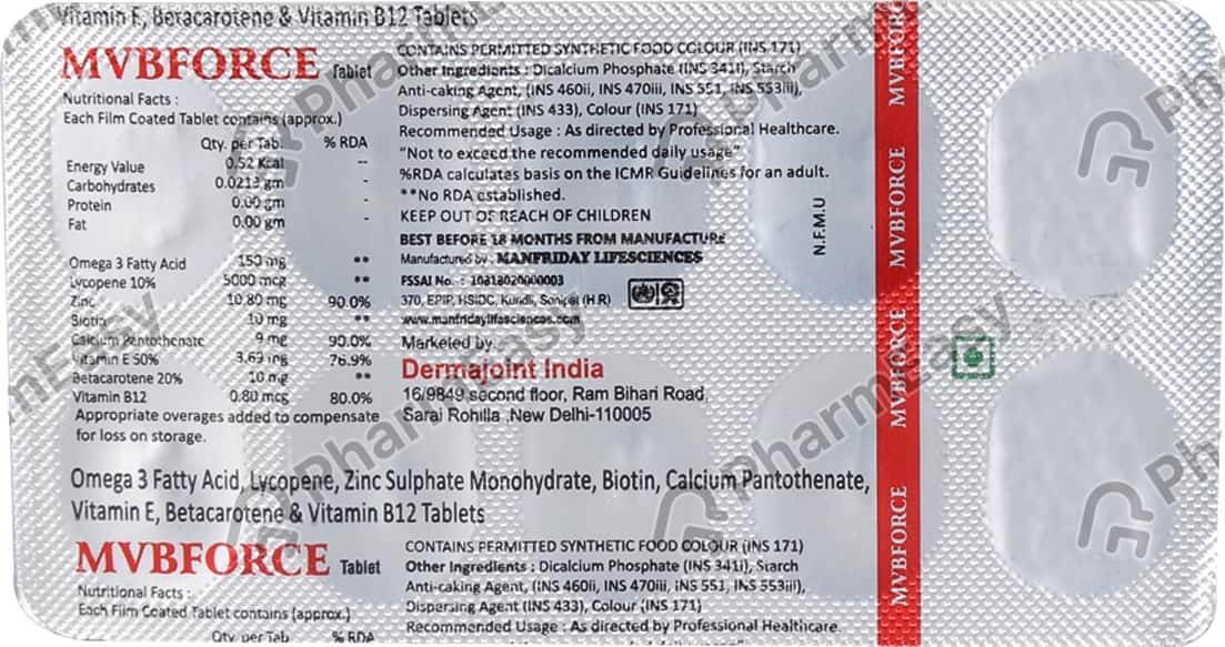 Buy Mvbforce Strip Of 10 Tablets Online at Flat 15% OFF | PharmEasy