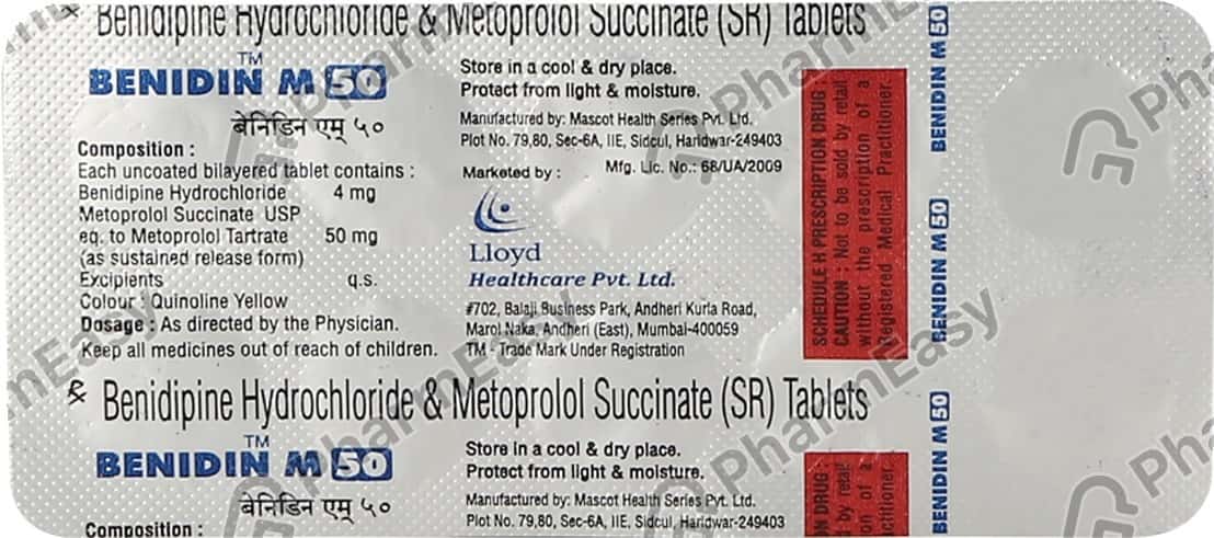 Buy Benidin M 4mg/50mg Tablets 10'S Online at Flat 15% OFF | PharmEasy