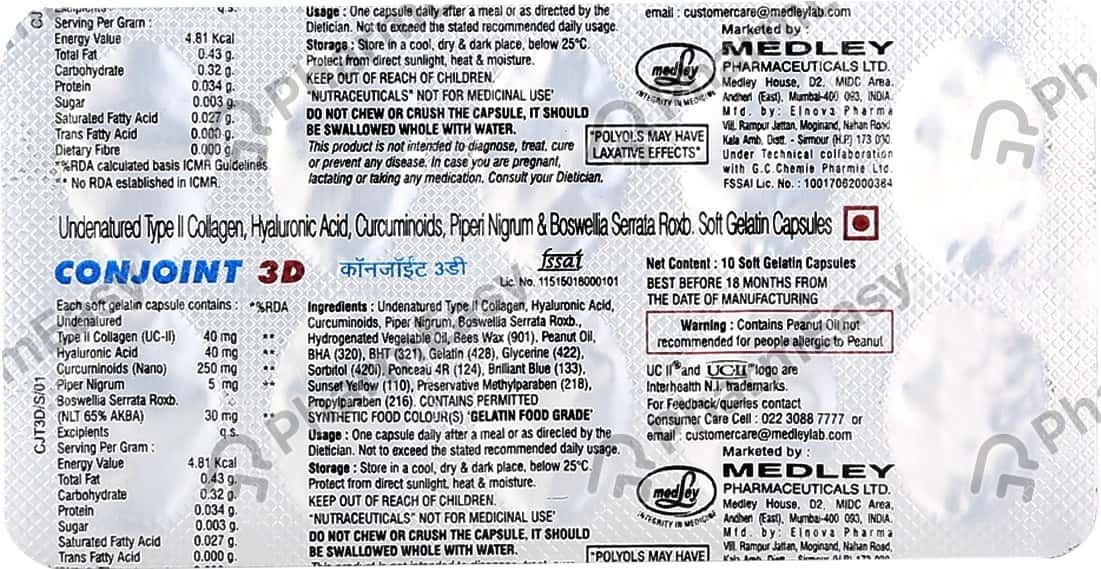 Buy Conjoint 3d Strip Of 10 Capsules Online at Flat 15% OFF | PharmEasy