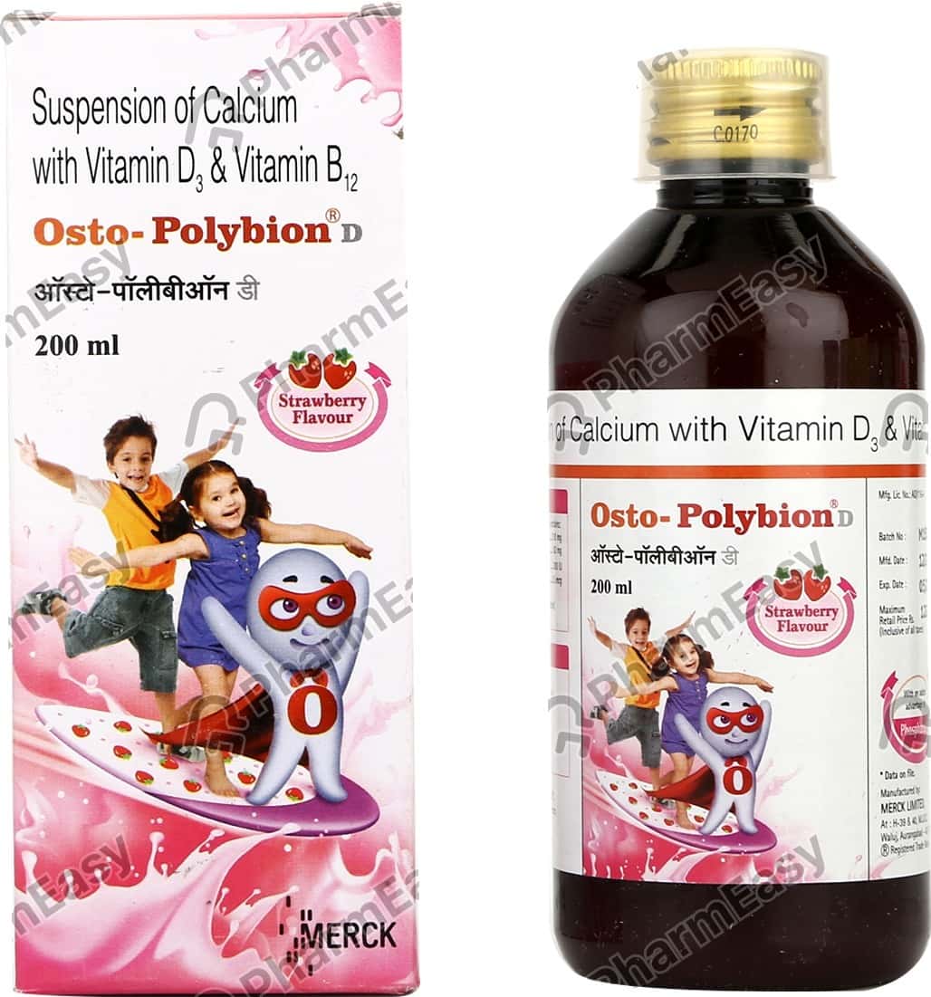 Buy OSTO POLYBION D STRAWBERRY FLAVOUR BOTTLE OF 200ML SUSPENSION ...