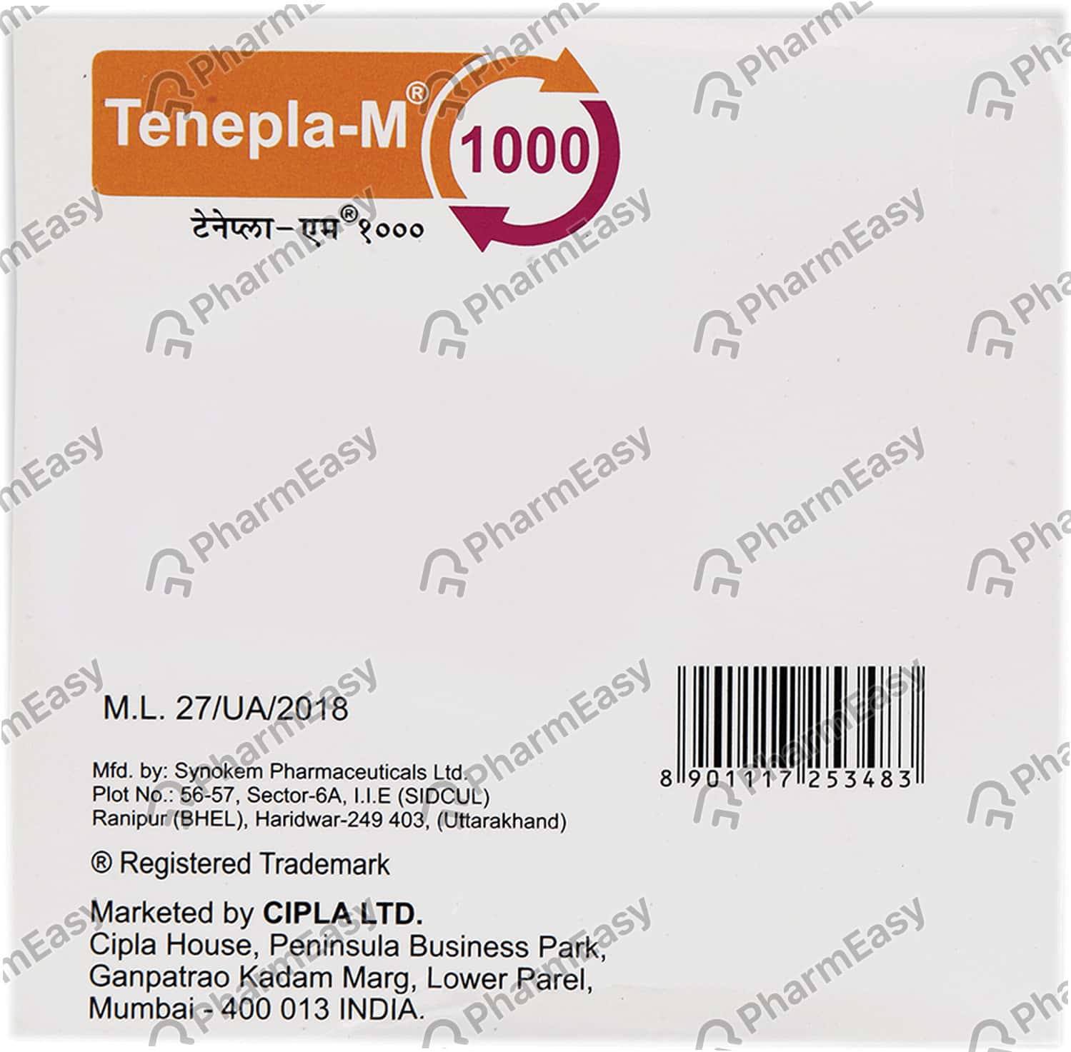 Tenepla M 1000mg Strip Of 10 Tablets: Uses, Side Effects, Price ...