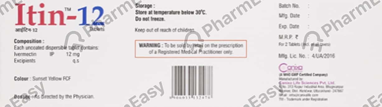 Itin 12 MG Tablet (2): Uses, Side Effects, Price & Dosage | PharmEasy
