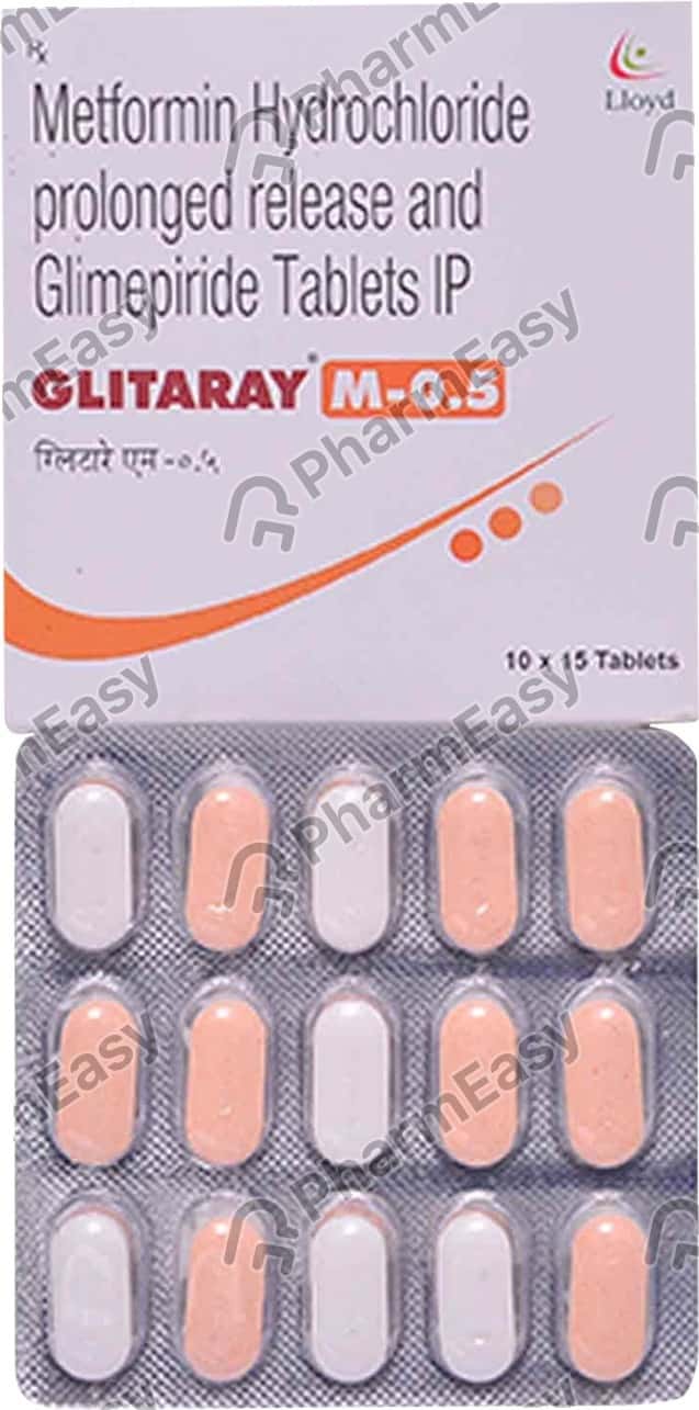 Glitaray M 0.5mg Strip Of 15 Tablets: Uses, Side Effects, Price ...