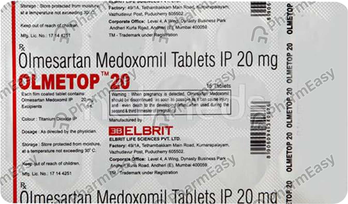 Olmetop 20 MG Tablet (15): Uses, Side Effects, Price & Dosage | PharmEasy