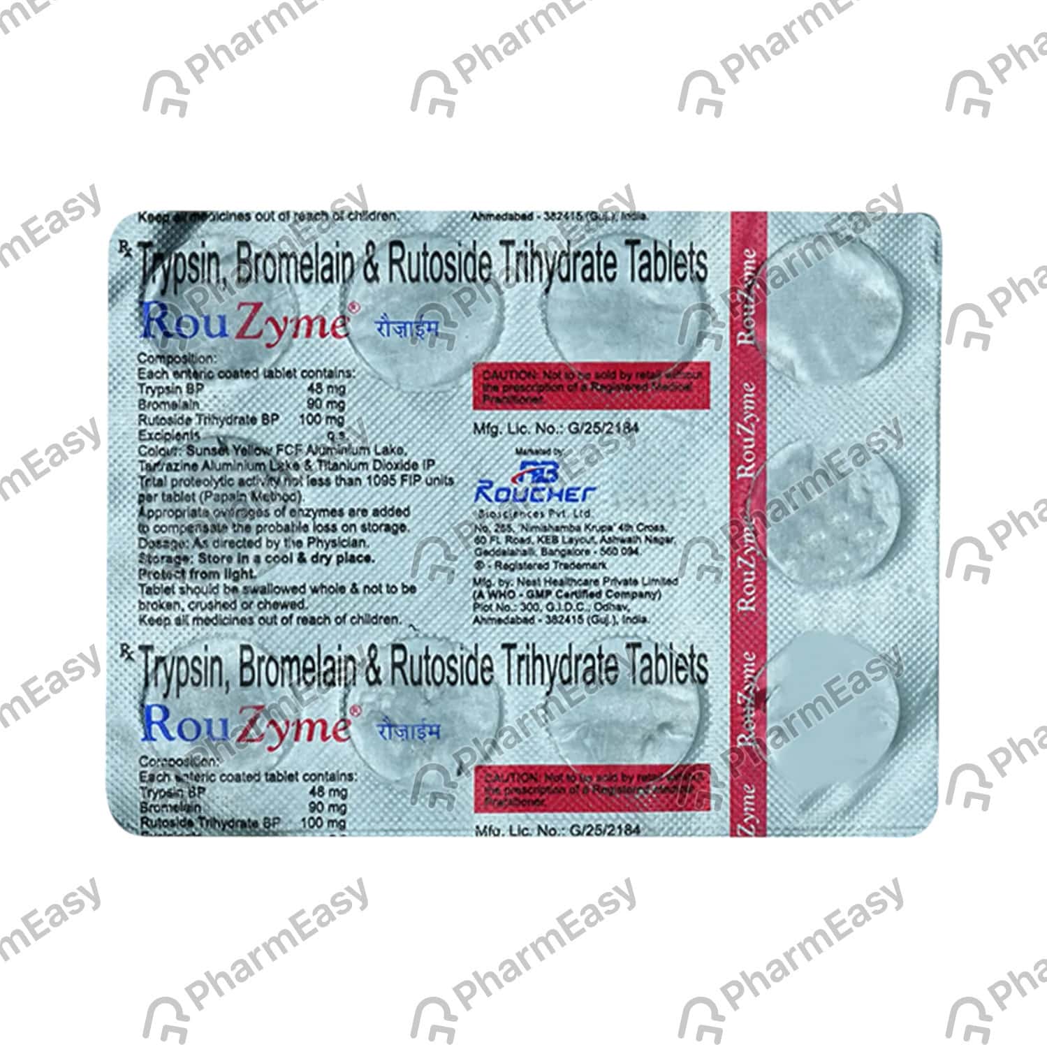 Rouzyme Strip Of 10 Tablets: Uses, Side Effects, Price & Dosage | PharmEasy