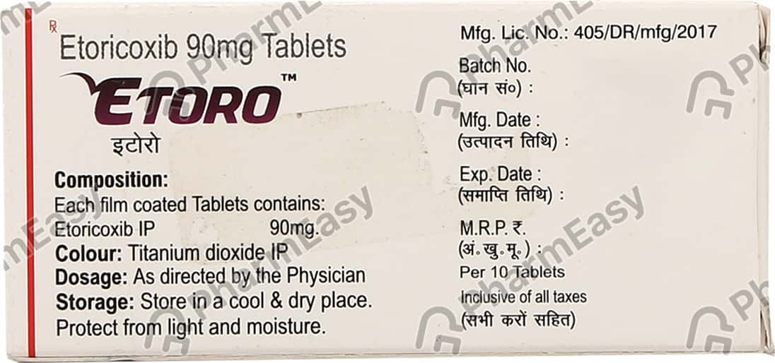 Etoro 90 MG Tablet (10): Uses, Side Effects, Price & Dosage | PharmEasy