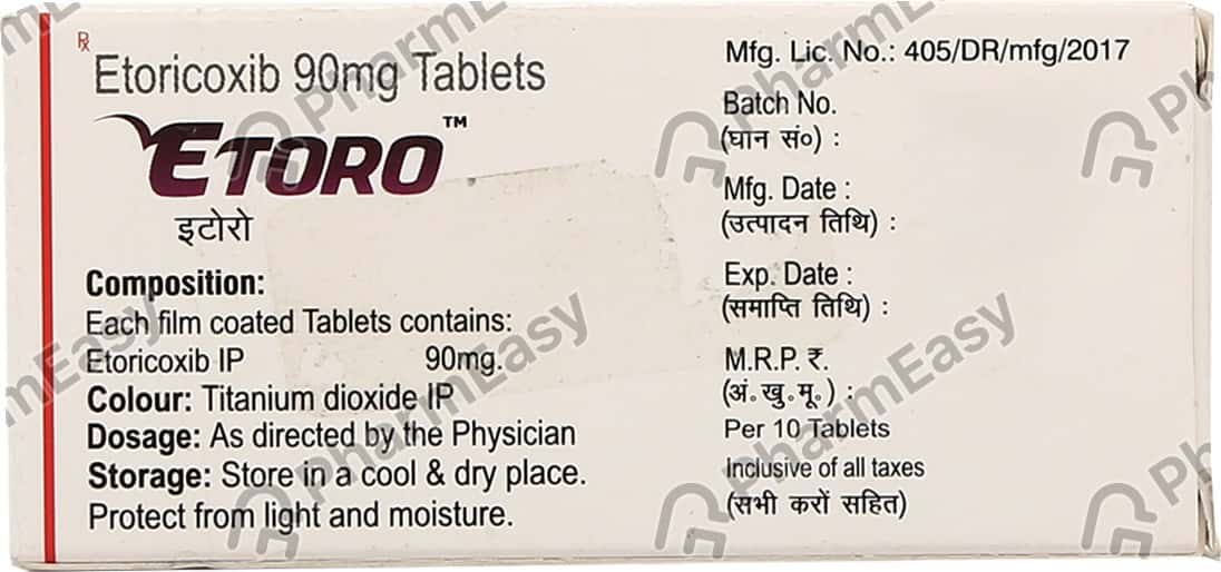 Etoro 90 MG Tablet (10): Uses, Side Effects, Price, Dosage ...