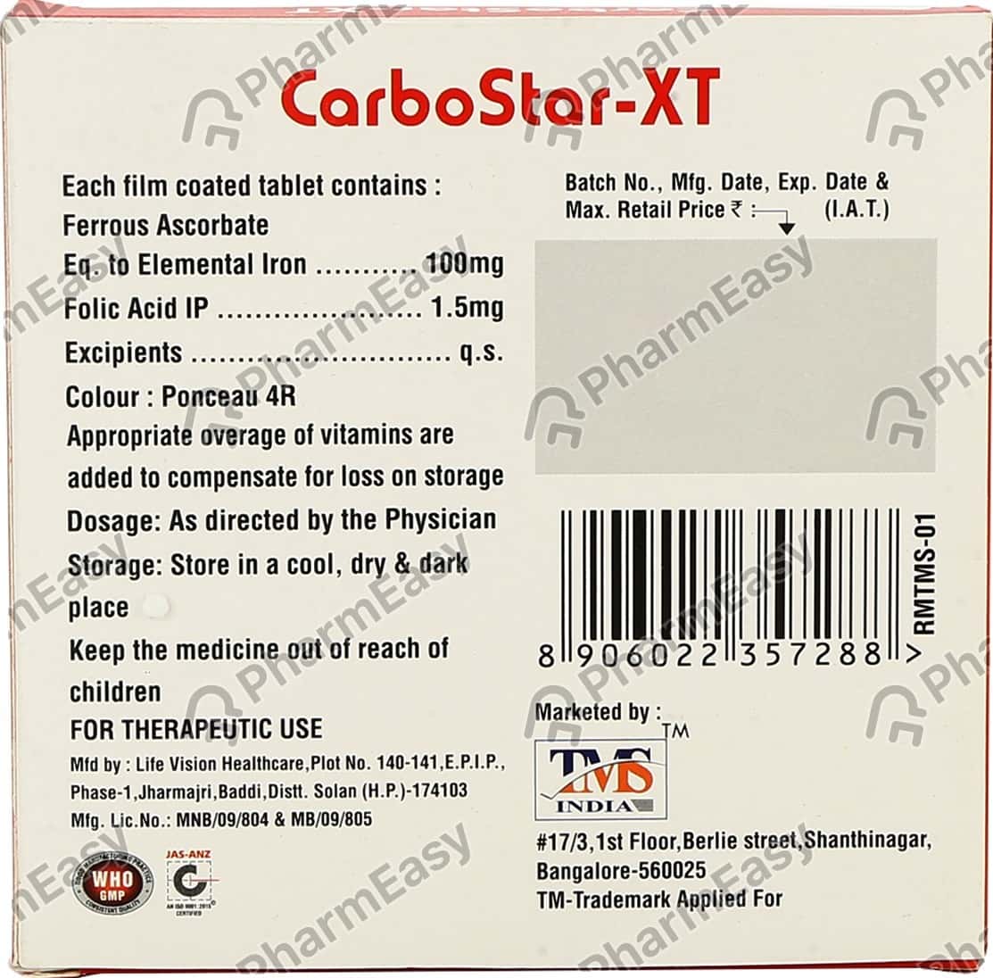 Carbostar Xt Strip Of 15 Tablets: Uses, Side Effects, Price & Dosage ...