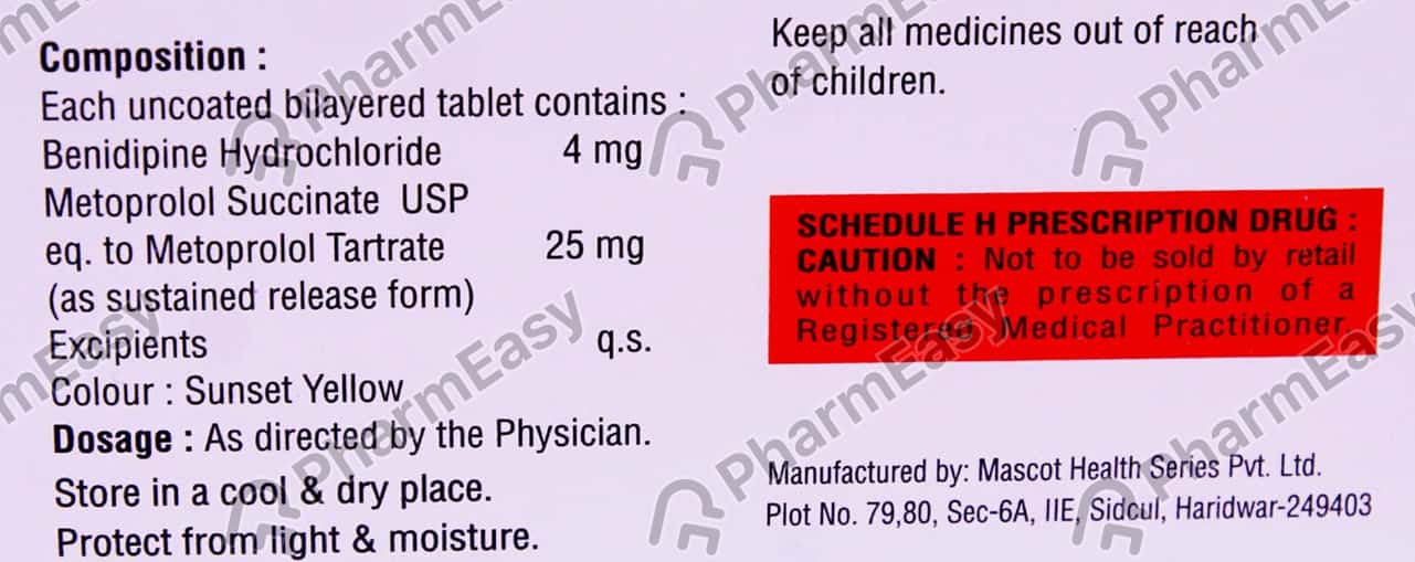 Buy Benidin M 25mg Strip Of 10 Tablets Online at Flat 15% OFF | PharmEasy