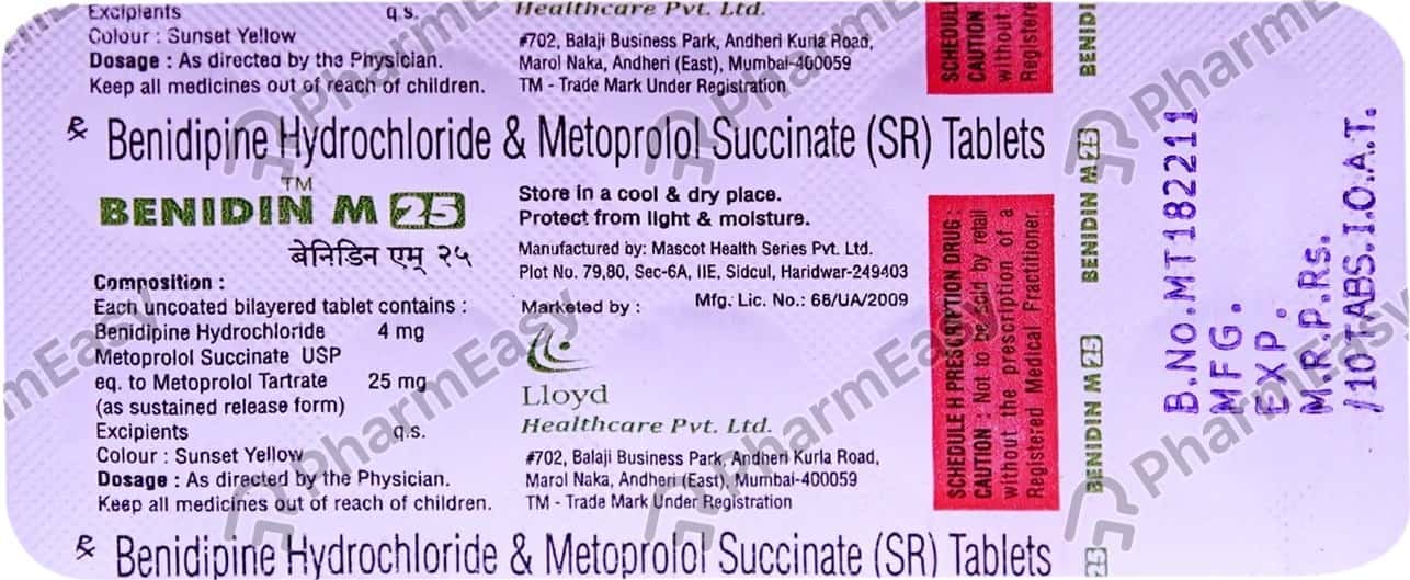 Buy Benidin M 4mg/25mg Tab 10'S Online at Flat 15% OFF | PharmEasy