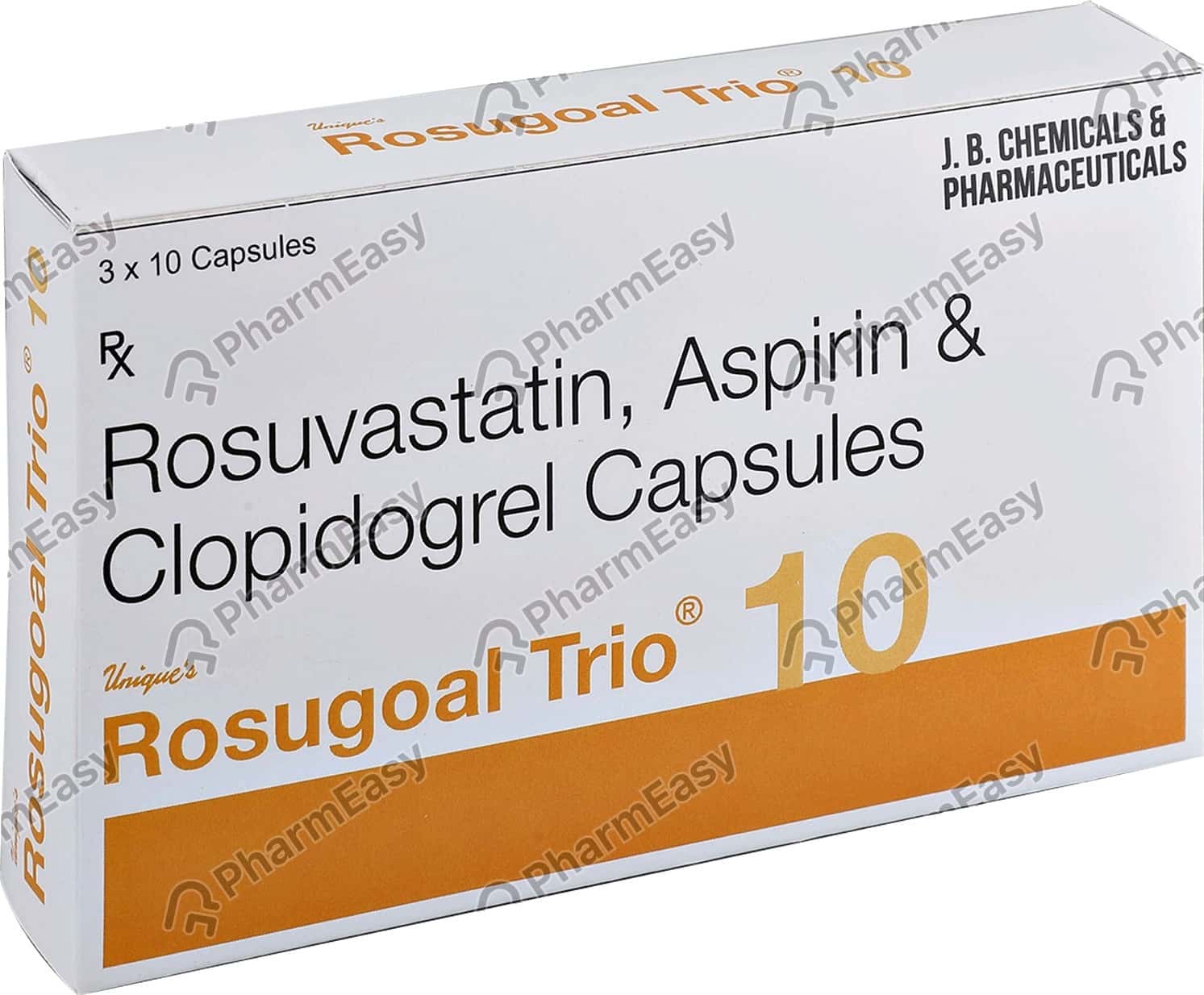 Rosugoal Trio 10mg Strip Of 10 Capsules: Uses, Side Effects, Price ...