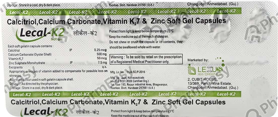 Buy Lecal K2 Strip Of 15 Capsules Online at Flat 15% OFF | PharmEasy