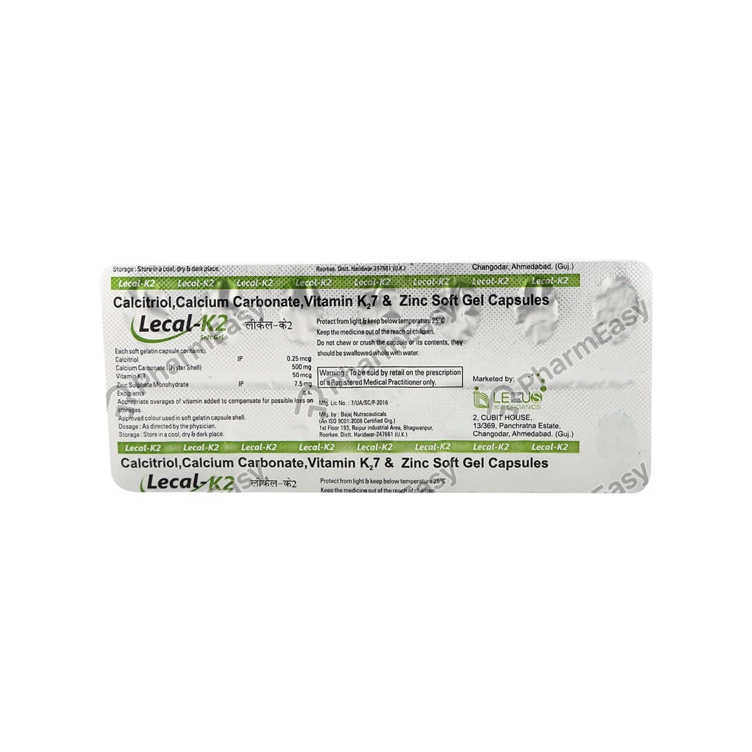 Buy Lecal K2 Strip Of 15 Capsules Online at Flat 18% OFF* | PharmEasy