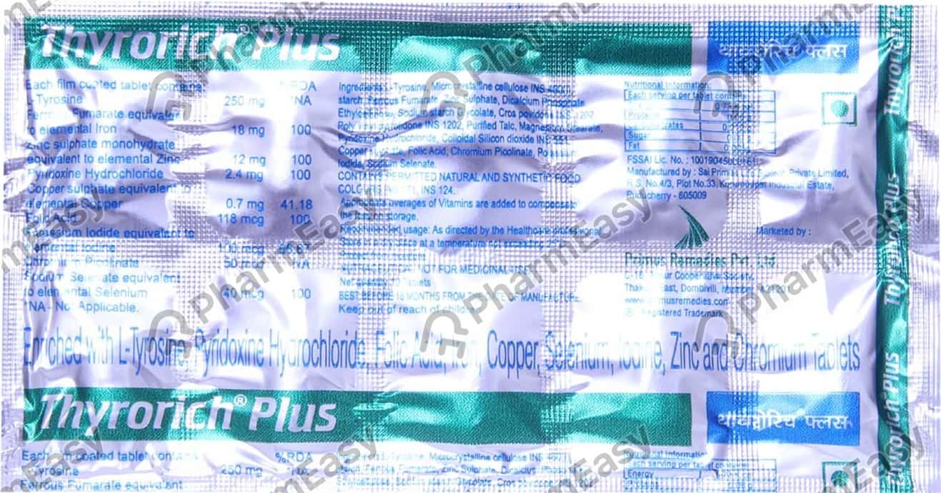 Buy Thyrorich Plus Strip Of 10 Tablets Online at Flat 15% OFF | PharmEasy