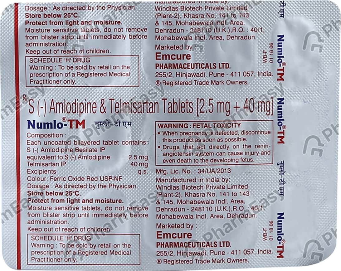 Buy Numlo Tm 2.5/40mg Strip Of 15 Tablets Online at Flat 15% OFF ...