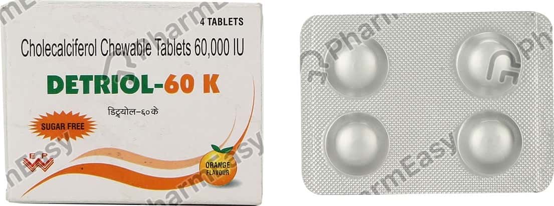 Detriol 60000 IU Chewable Tablet (4): Uses, Side Effects, Price ...