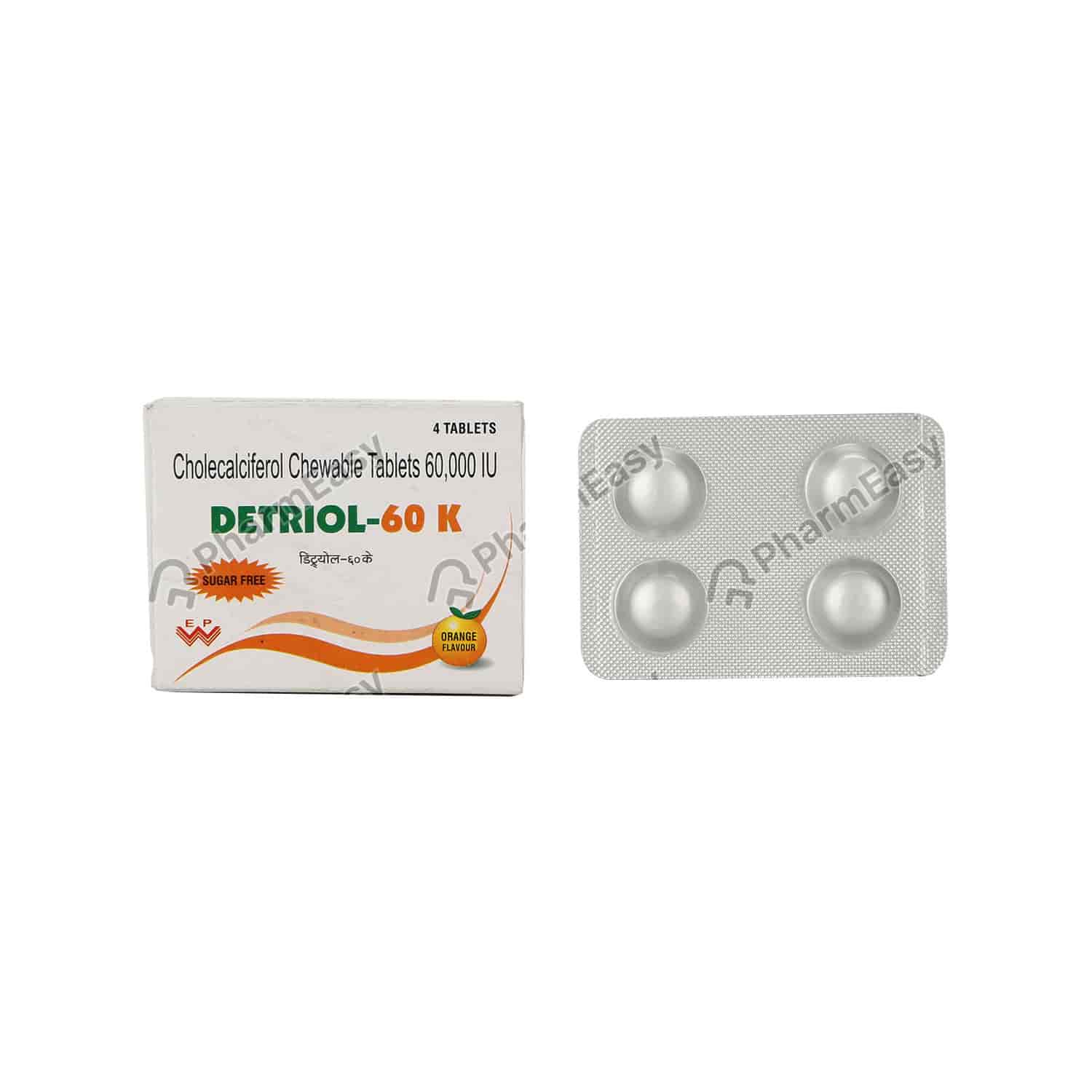 Detriol 60k Orange Flav Sf Tab 4'S - Uses, Side Effects, Dosage ...