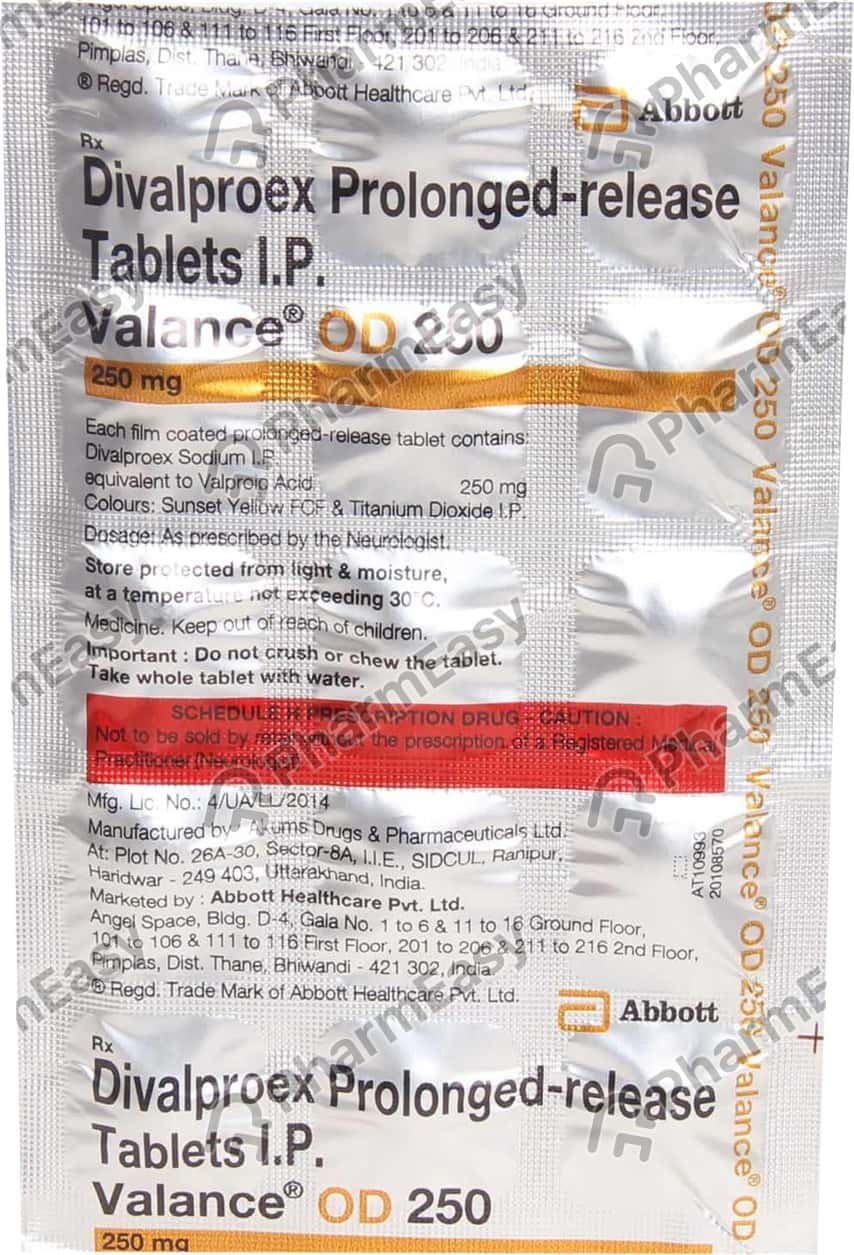 Valance Od 250 MG Tablet (15): Uses, Side Effects, Price & Dosage | PharmEasy