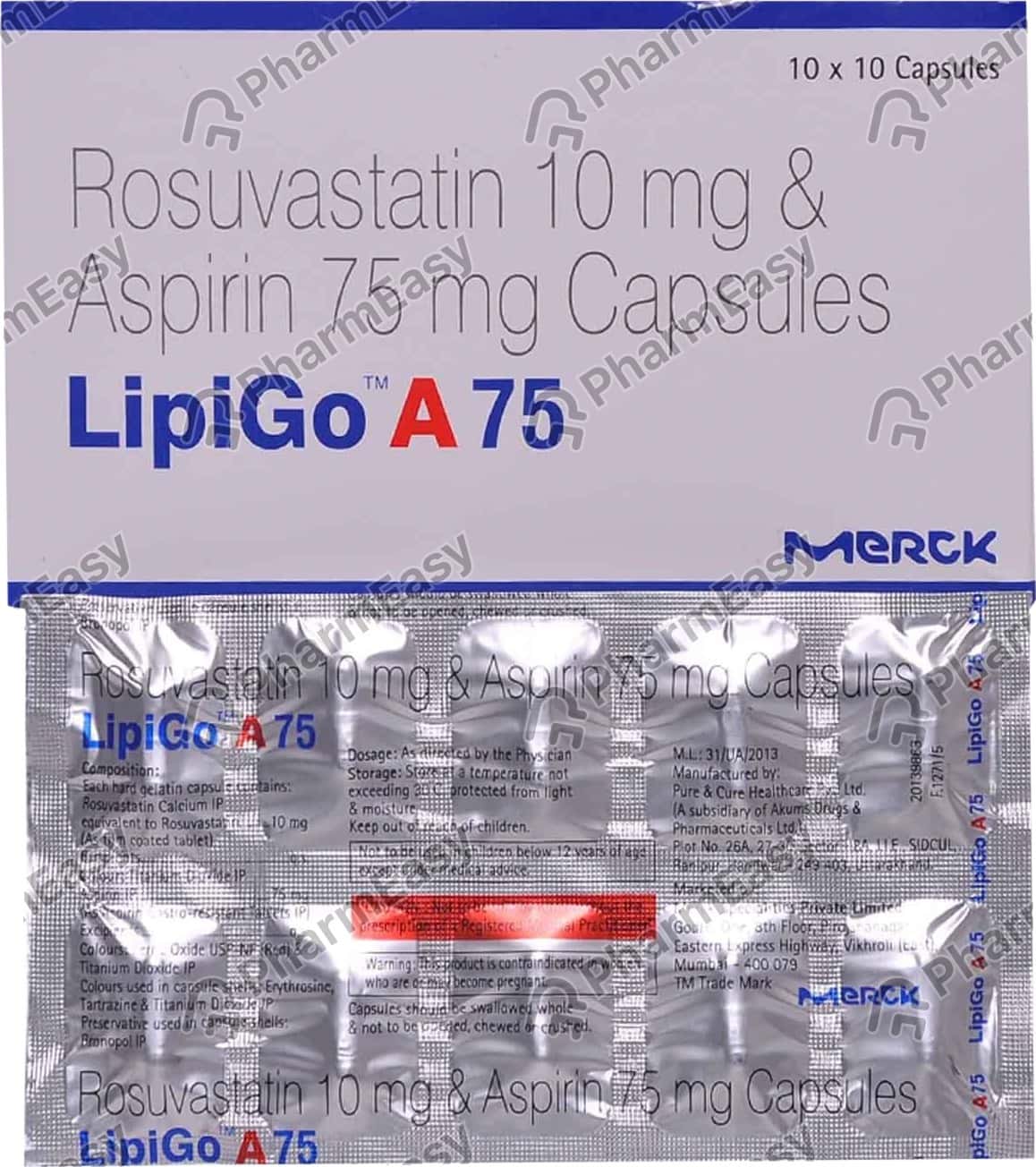 Lipigo A 75mg Strip Of 10 Capsules: Uses, Side Effects, Price & Dosage ...