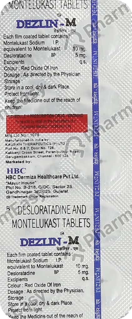 Dezlin M Strip Of 10 Tablets: Uses, Side Effects, Price & Dosage ...