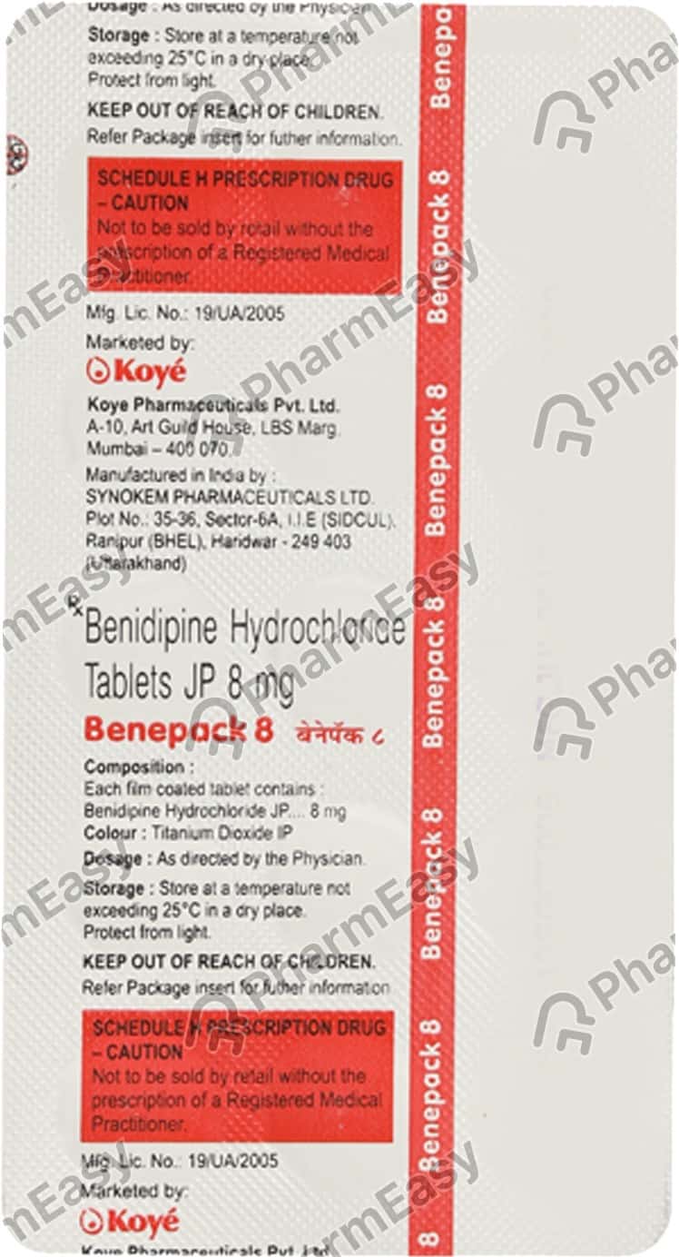 Benipack 8 MG Tablet (15): Uses, Side Effects, Price, Dosage ...