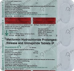 Gluconorm G 4mg Strip Of 15 Tablets: Uses, Side Effects, Price & Dosage ...