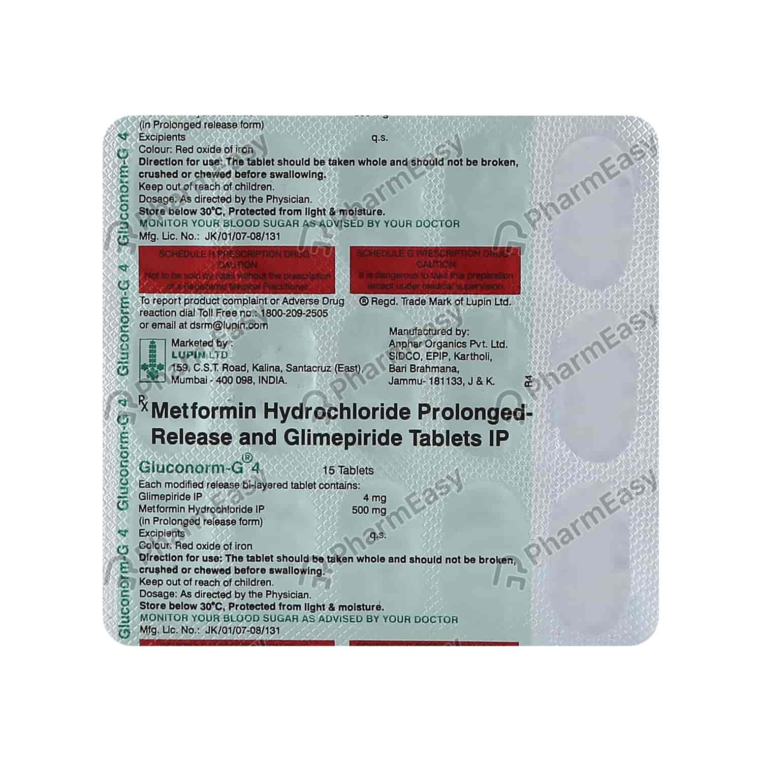 Gluconorm G 4mg Tab 15'S - Uses, Side Effects, Dosage, Composition ...