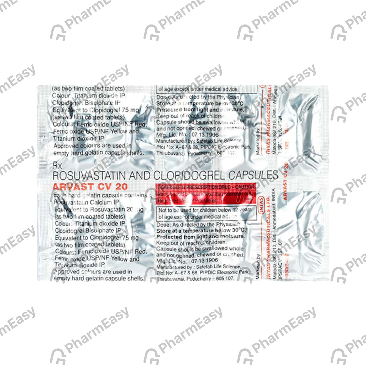 Arvast Cv 20mg Strip Of 10 Capsules: Uses, Side Effects, Price & Dosage ...