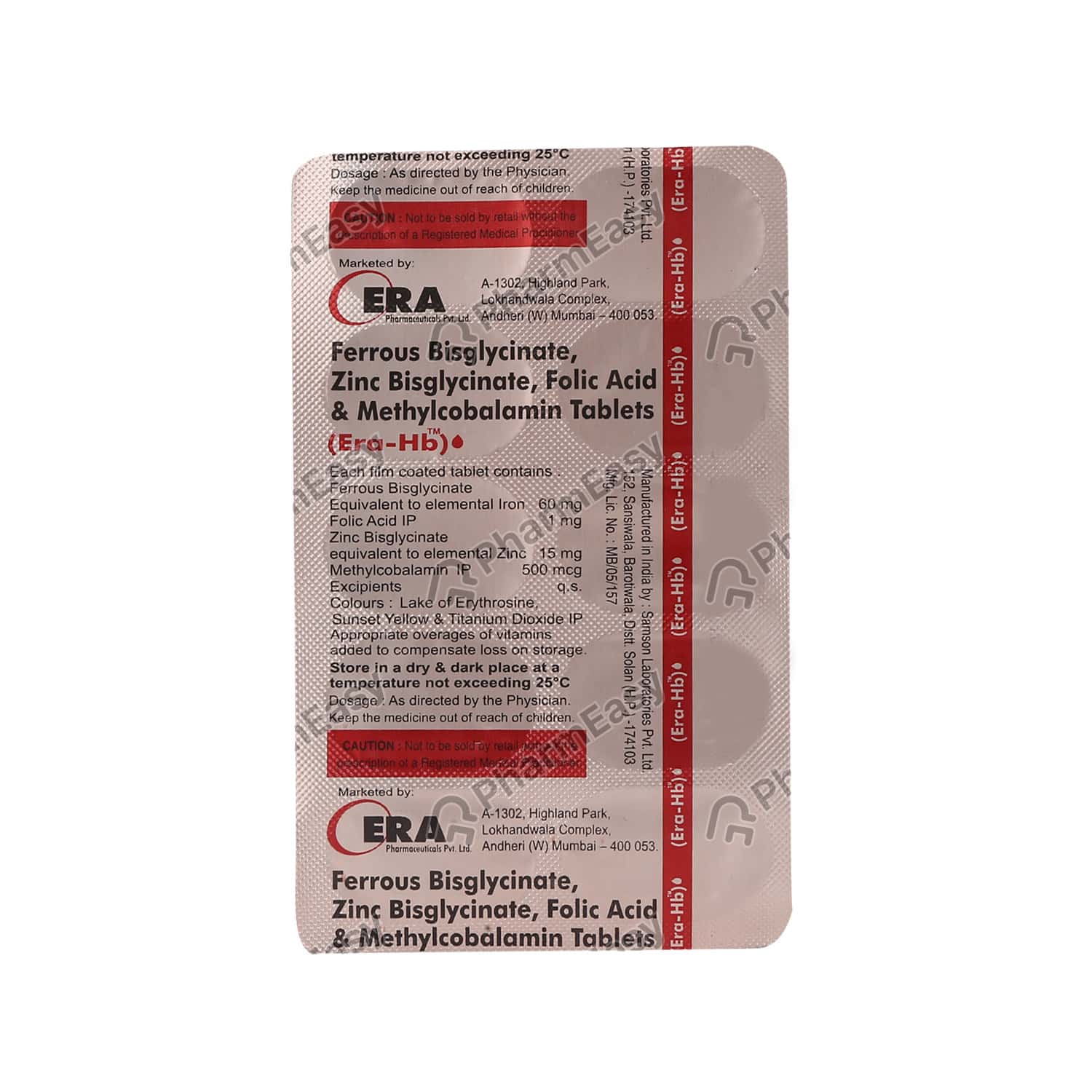 Era Hb Tab 10'S - Uses, Side Effects, Dosage, Composition & Price ...