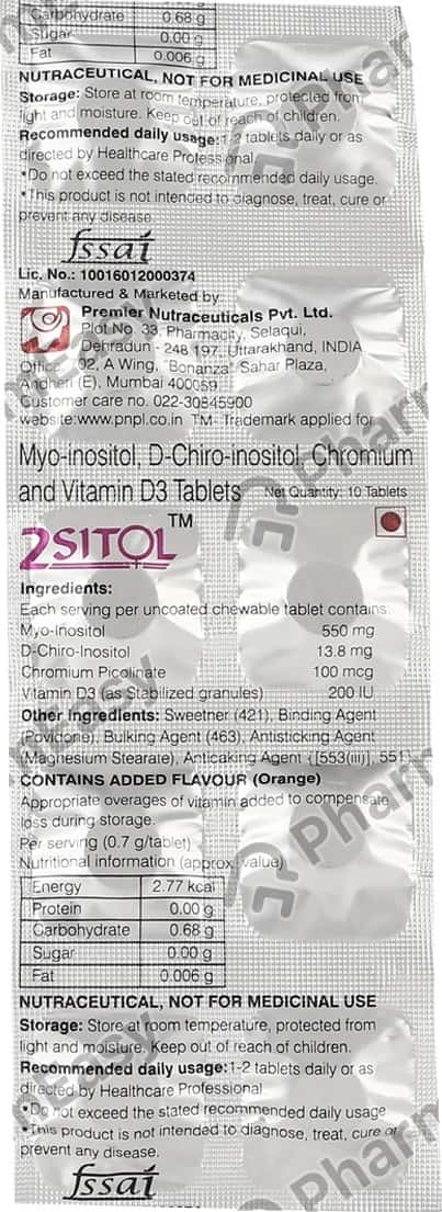Buy 2sitol Strip Of 10 Tablets Online at Flat 15% OFF | PharmEasy
