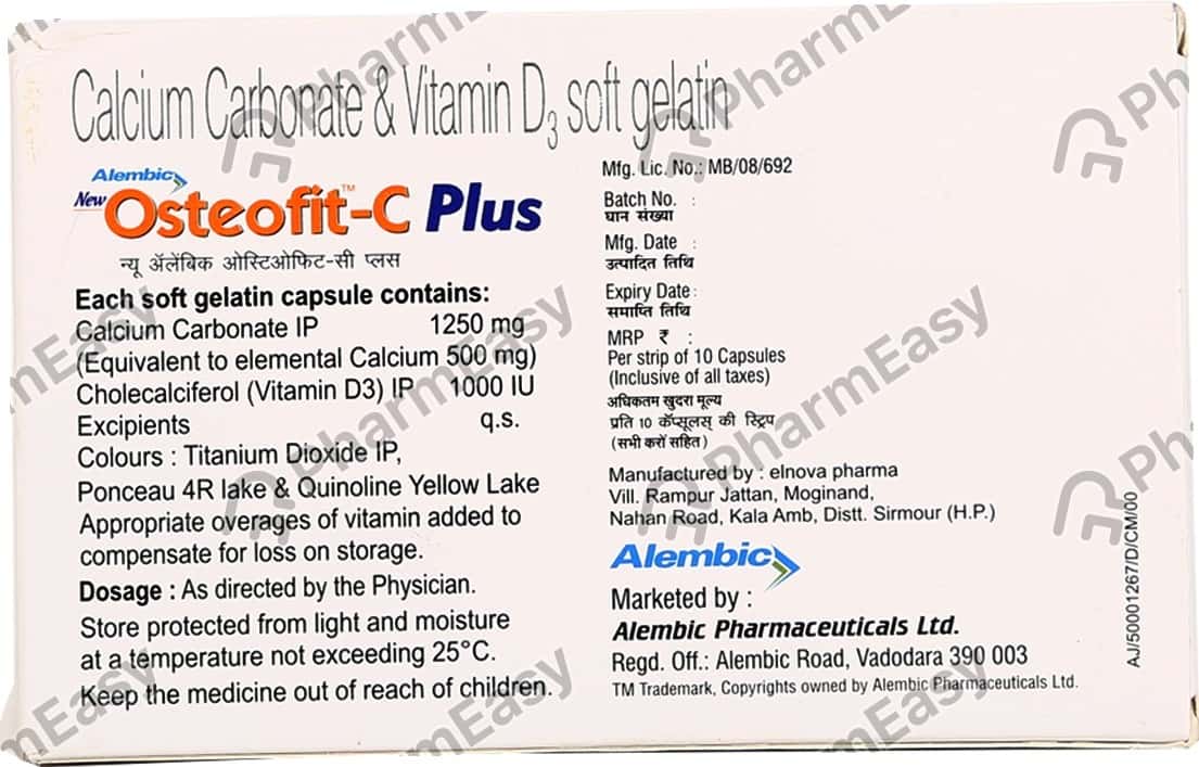 New Osteofit C Plus Strip Of 10 Capsules: Uses, Side Effects, Price, Dosage & Composition ...