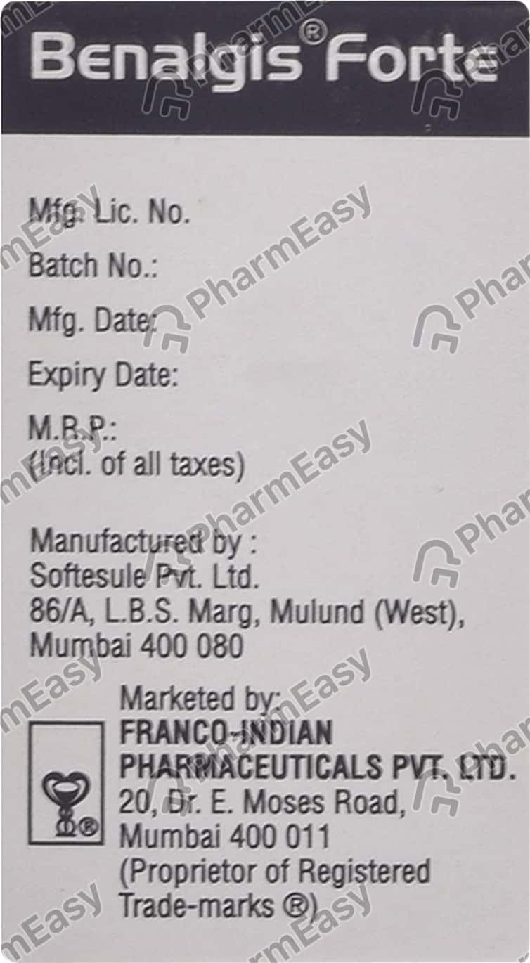 Benalgis Forte Capsules 15'S: Uses, Side Effects, Price, Dosage ...