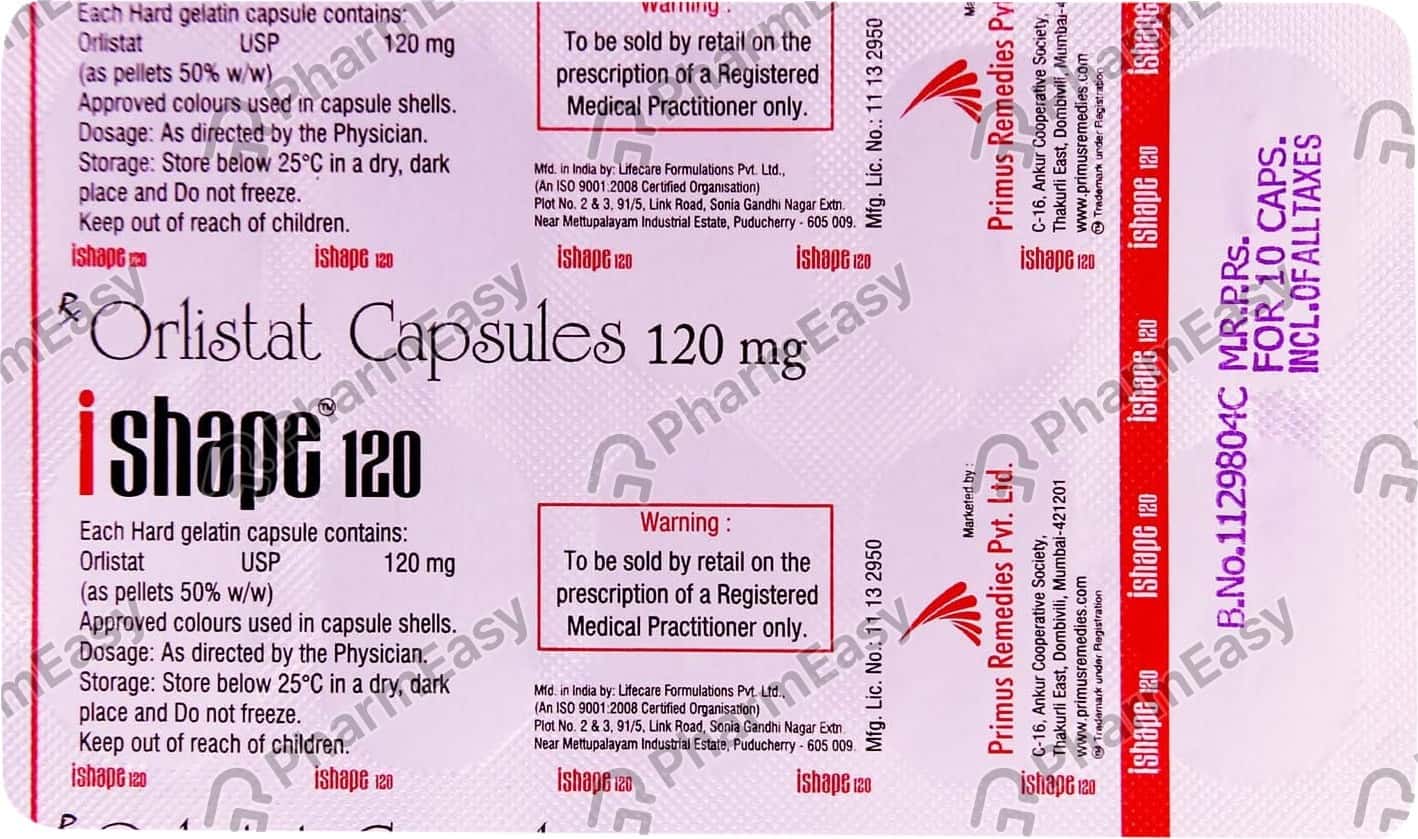 Ishape 120 MG Capsule (10): Uses, Side Effects, Price & Dosage | PharmEasy
