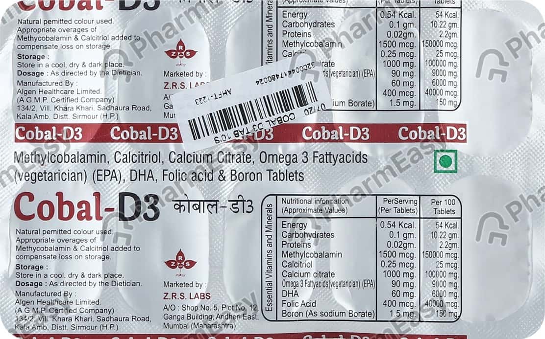 Buy Cobal D3 Strip Of 10 Tablets Online at Flat 15% OFF | PharmEasy